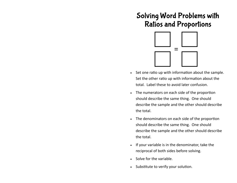 Solving Ratio & Proportion Word Problems Worksheet