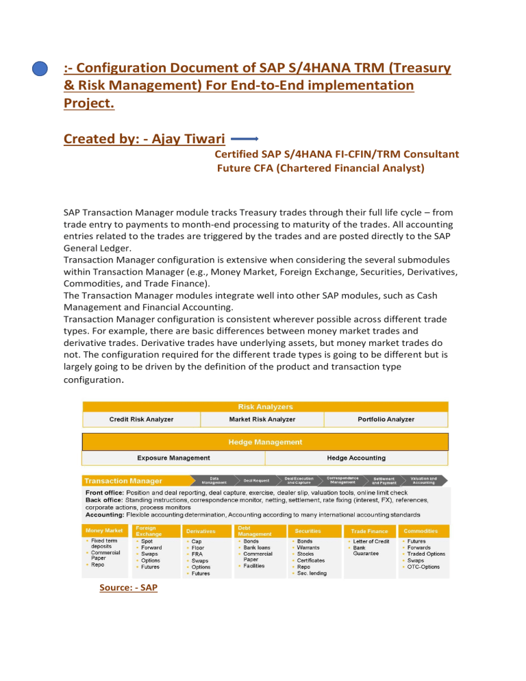 SAP S/4HANA TRM Configuration Document