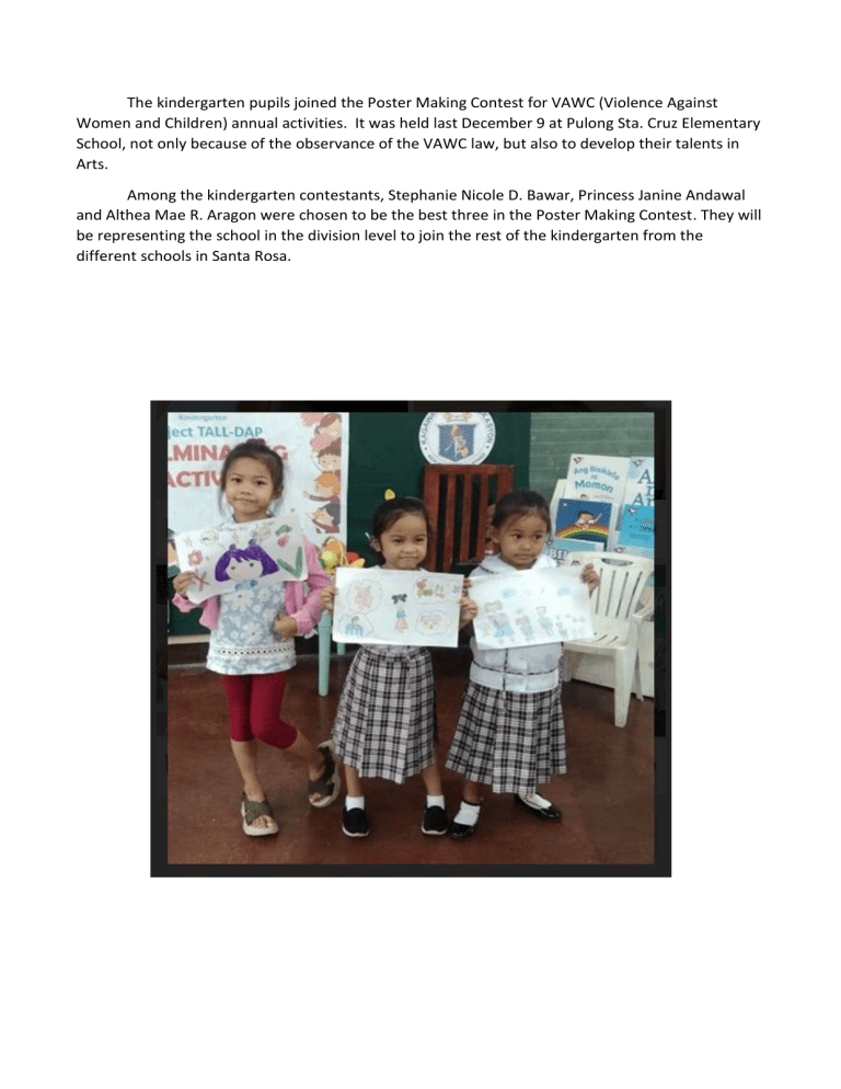 VAWC Poster Contest: Kindergarten Art & Awareness