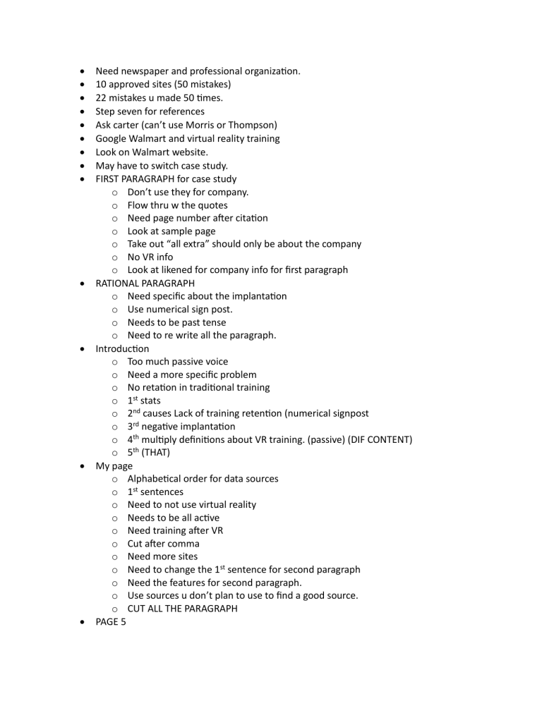 Case Study Checklist: VR Training