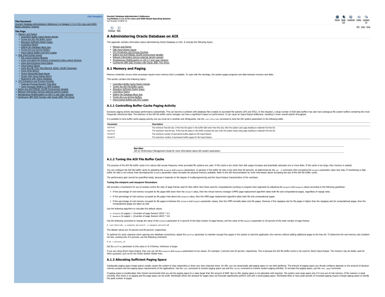 Oracle Db Admin On Aix Memory And Io Tuning