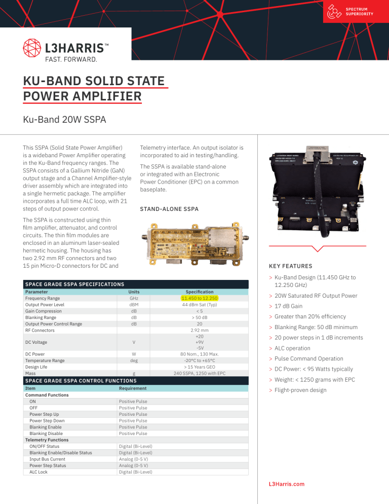 Ku-Band Solid State Power Amplifier Datasheet