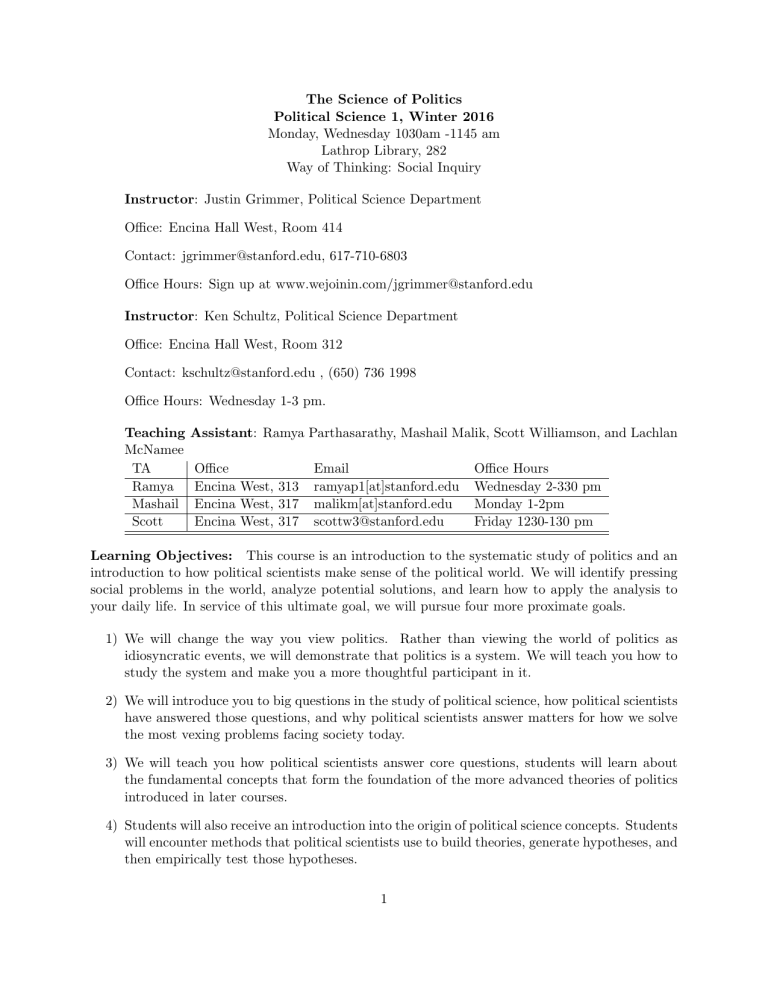 Political Science Course Syllabus
