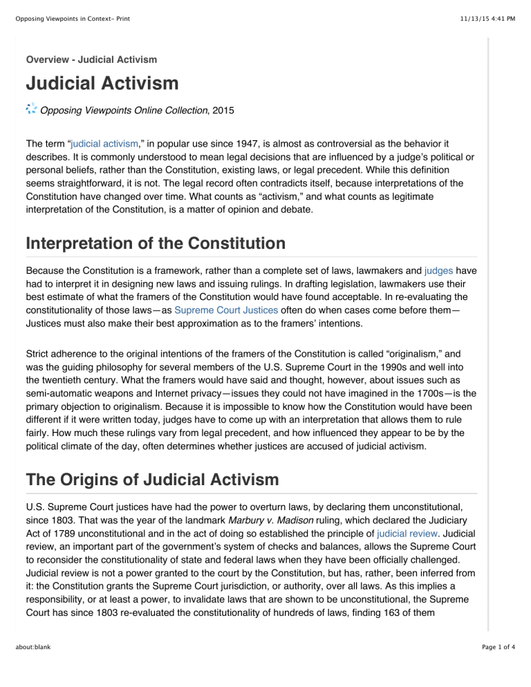 Judicial Activism: Definition, Origins, and Controversies