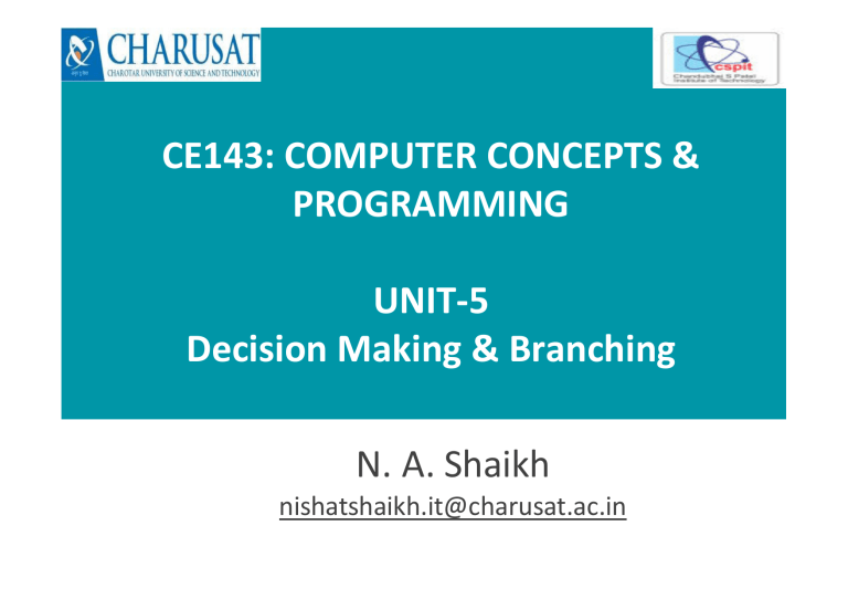Decision Making & Branching in C Programming