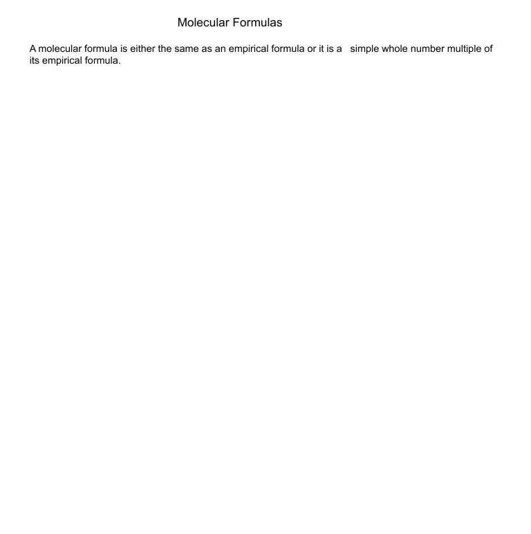 Molecular Formula Calculations Worksheet