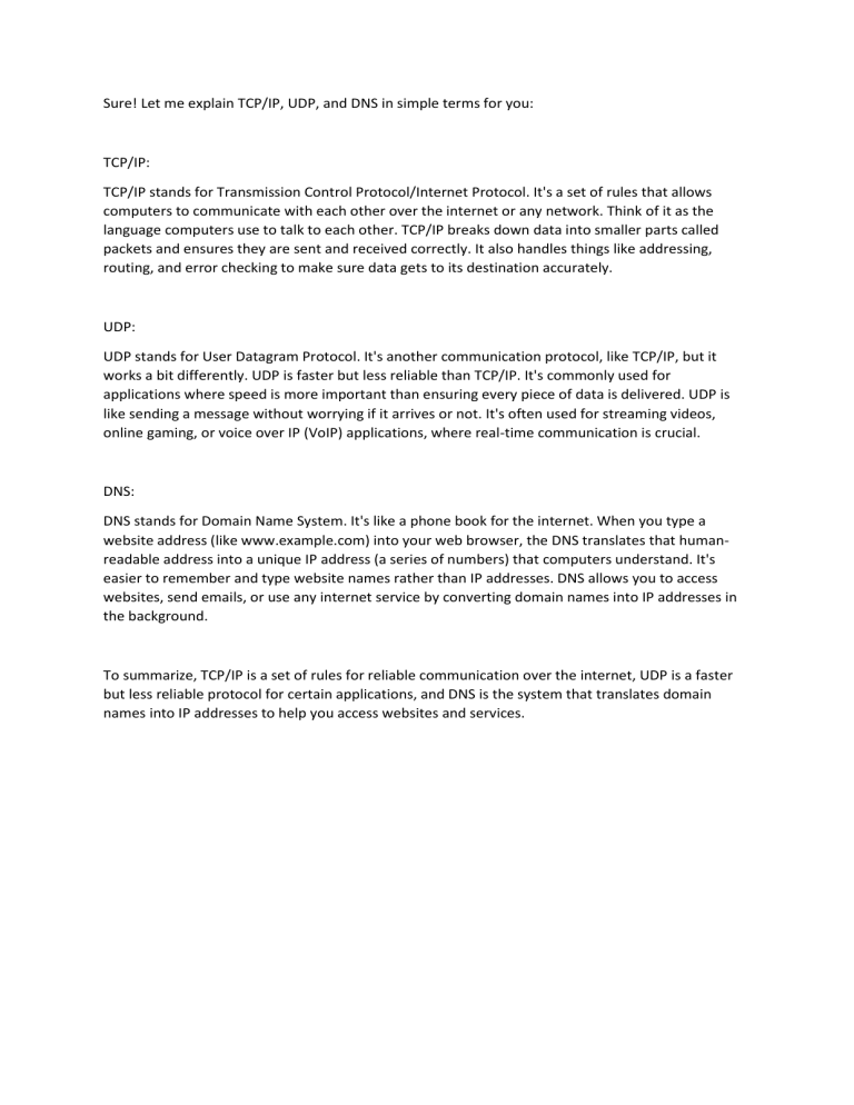 TCP/IP, UDP, DNS Explained: Simple Networking Guide