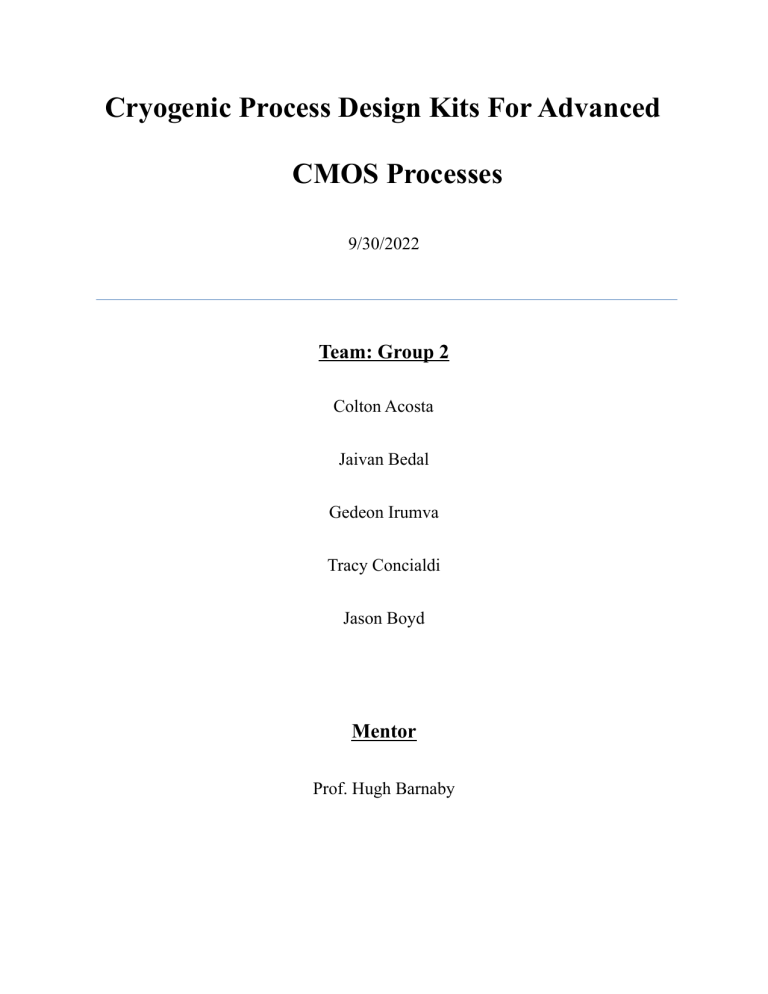 Cryogenic CMOS Process Design Kit Report