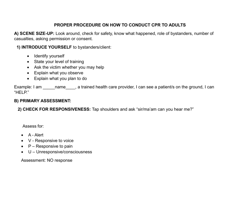 CPR Procedure for Adults: A Step-by-Step Guide