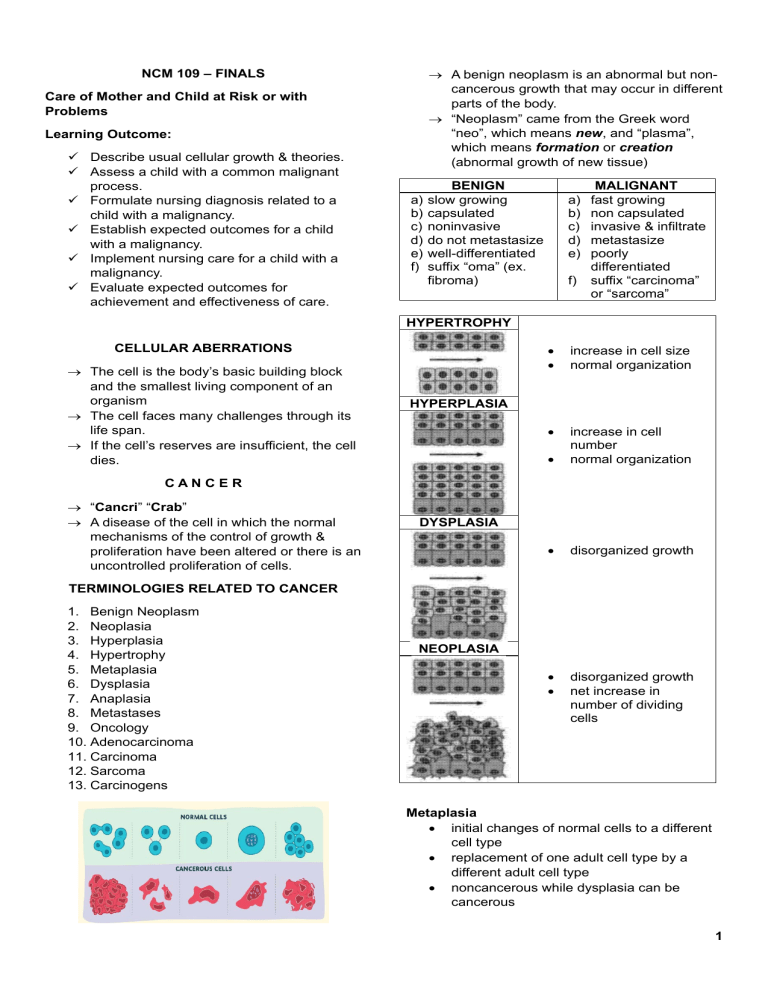 Cancer & Neoplasia: Nursing Lecture Notes