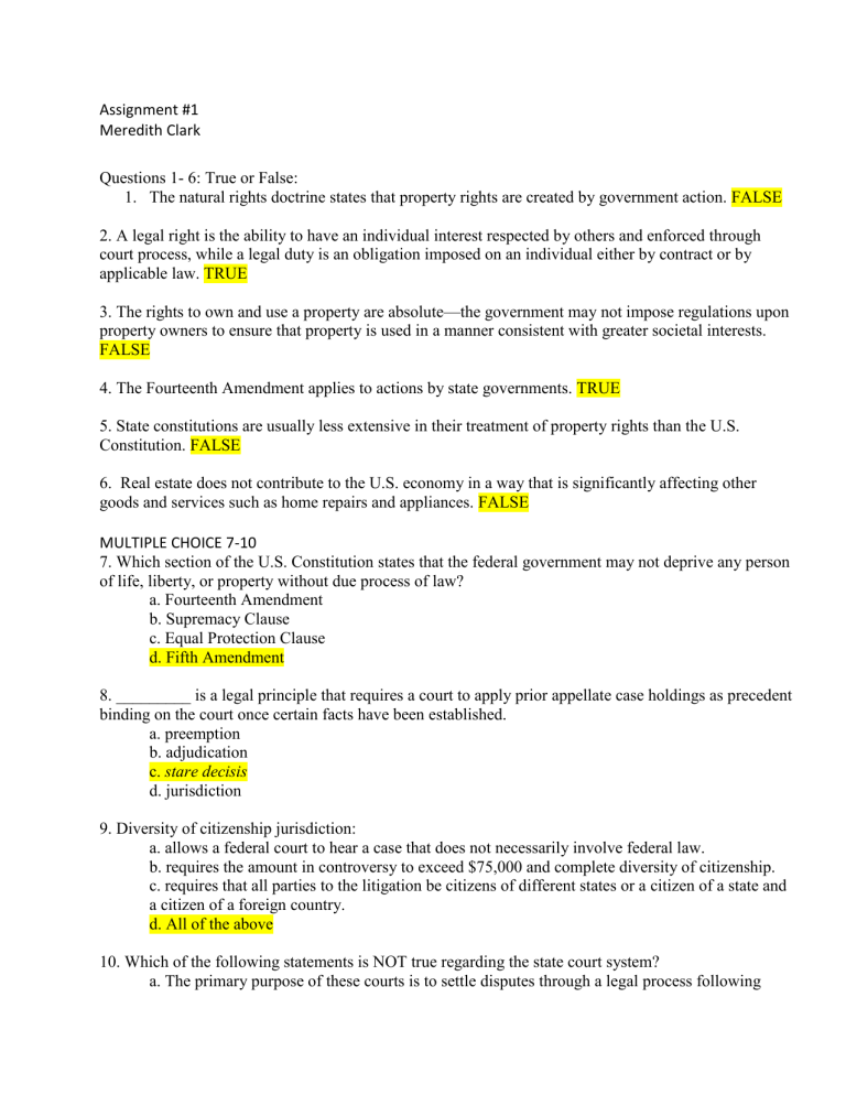 Real Estate Law Assignment: Rights & Regulations