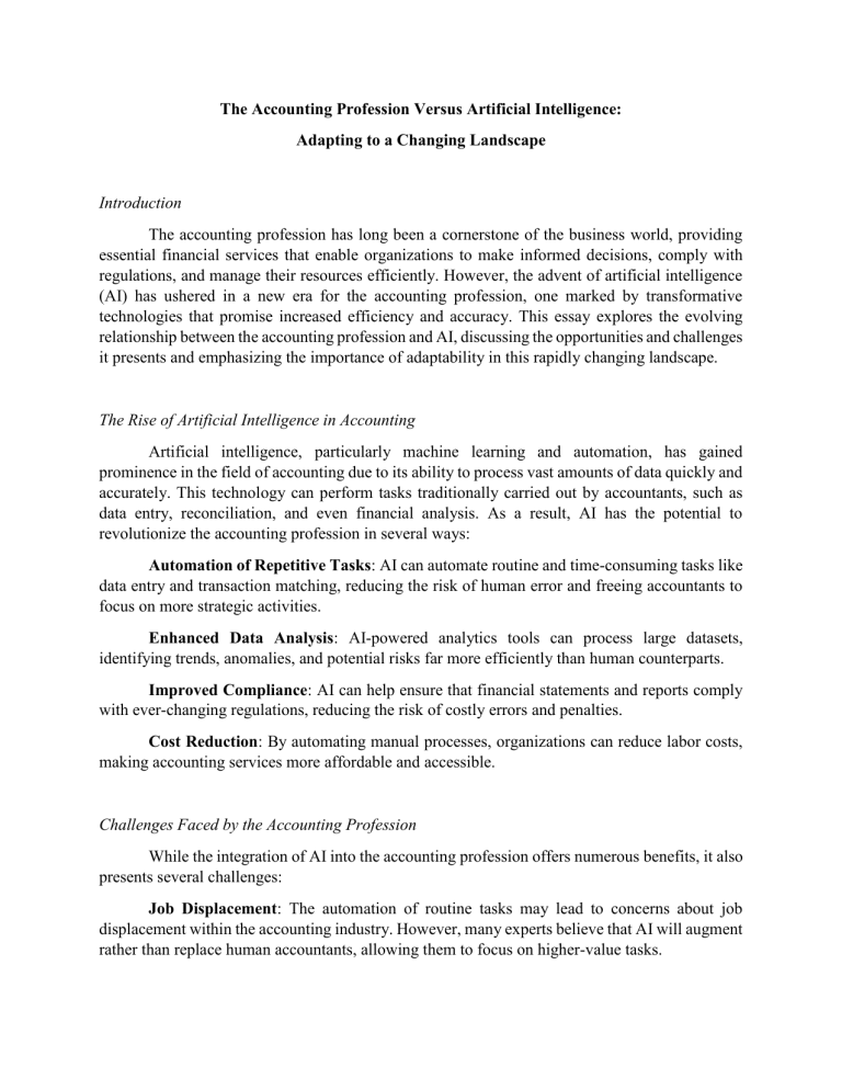 AI in Accounting: Adapting to a Changing Landscape